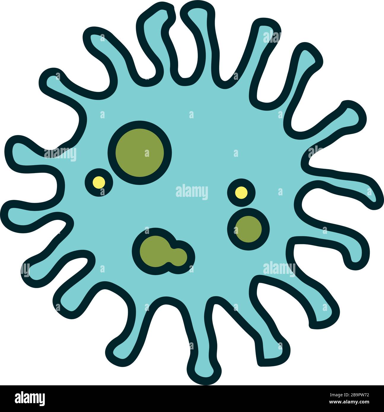 Virus line and fill style icon design, Bacterium organism molecule ...