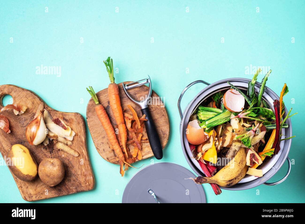 Garbage sorting. Organic food waste from vegetable ready for recycling ...