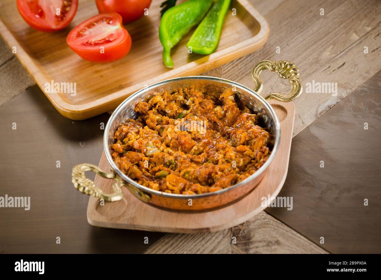 Traditional assorted turkish dishes. Turkish pizza, meat kebab, pita ...