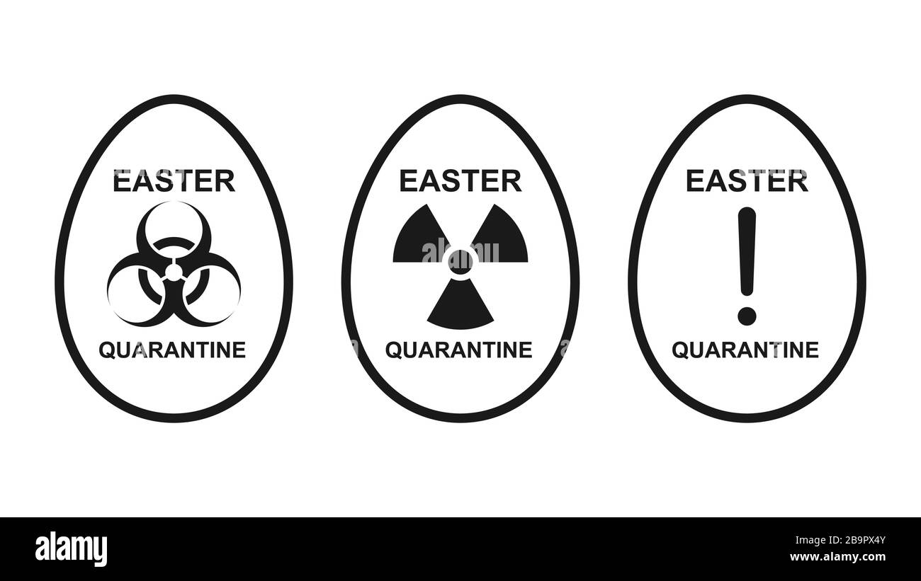 Set of danger symbols in the shape of eggs. Easter quarantine due to ...