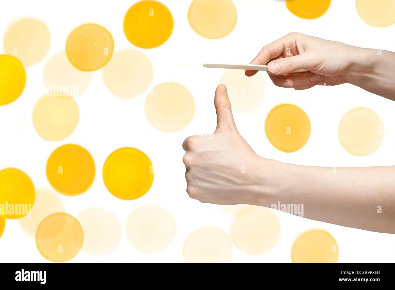 man do manicure at home. Self hand routine Stock Photo - Alamy
