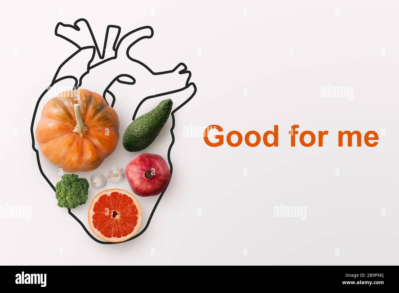 Healthy nutrition and cardiology. Creative collage with fruits ...