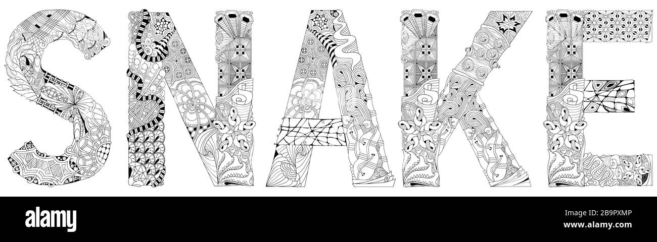 Word snake. Vector zentangle object for coloring Stock Vector Image ...