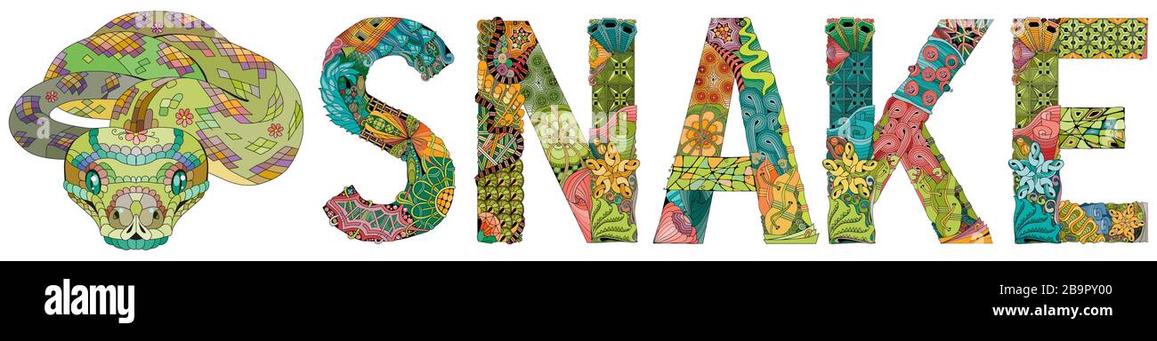 Word snake. Vector zentangle object for decoration Stock Vector Image ...