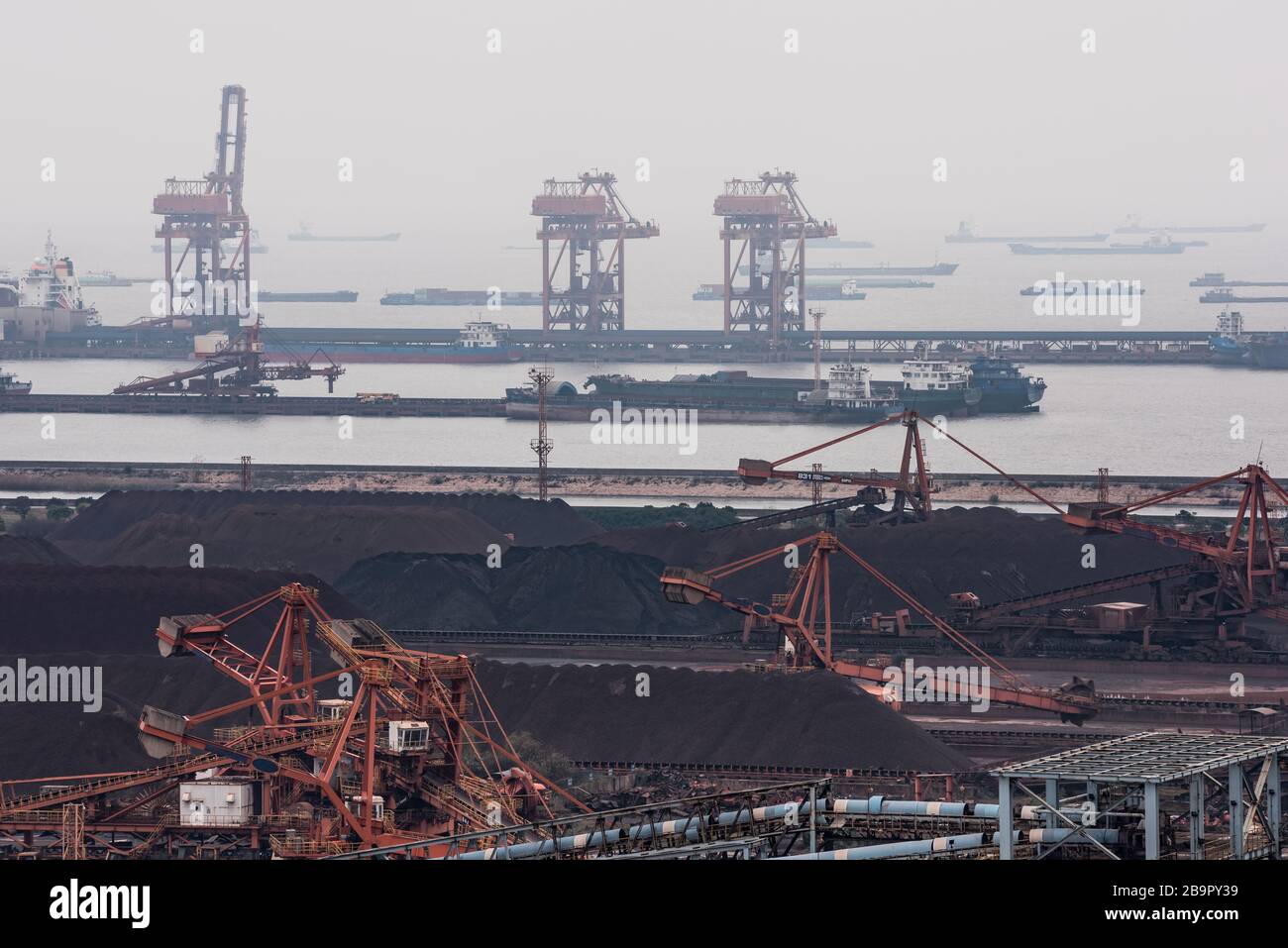 aerial view of an industrial oil port Stock Photo - Alamy