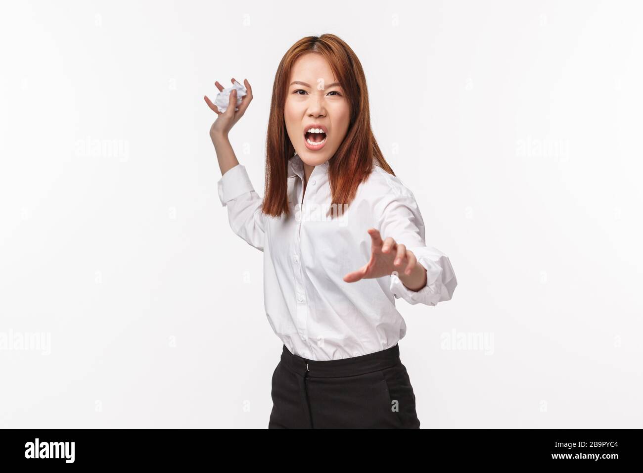 Career, office life and women concept. Portrait of hateful and angry ...