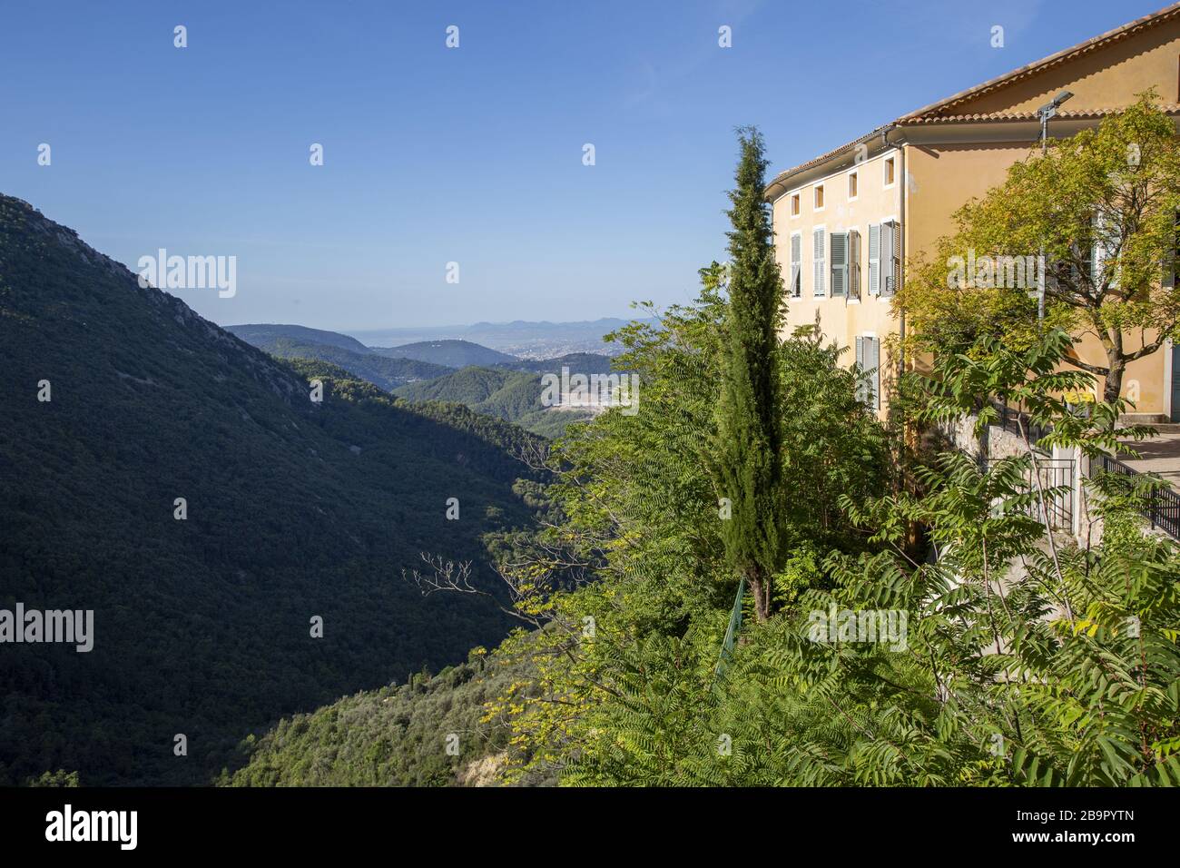 The 12th century French village of Peille in the French Alps Stock ...