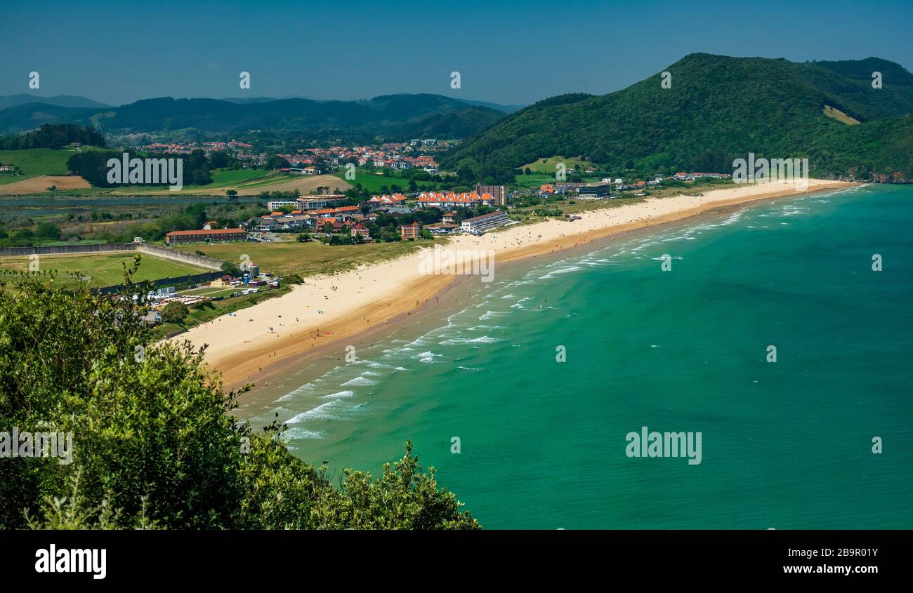Top view of large beach and small towns in the countryside Stock Photo ...