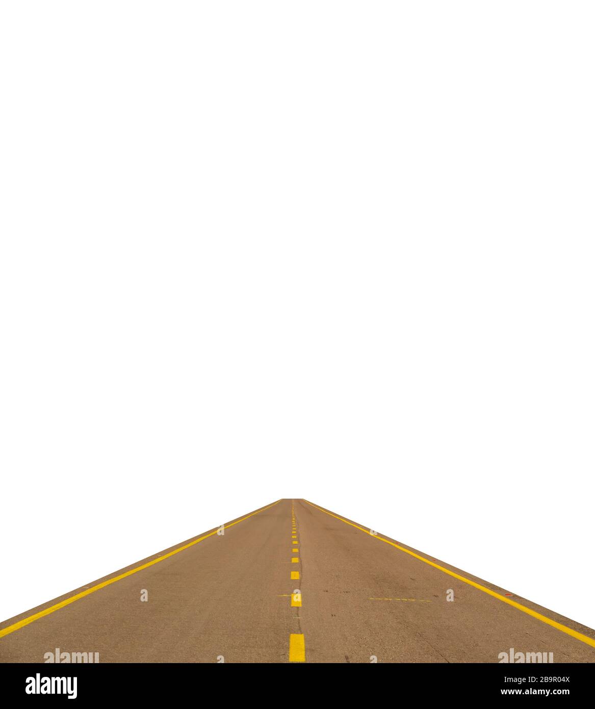 Isolated road on white background with yellow lines Stock Photo - Alamy
