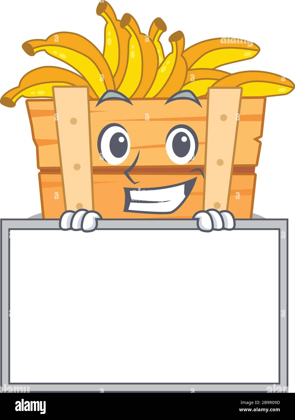 Smiley banana fruit box cartoon character style bring board Stock ...