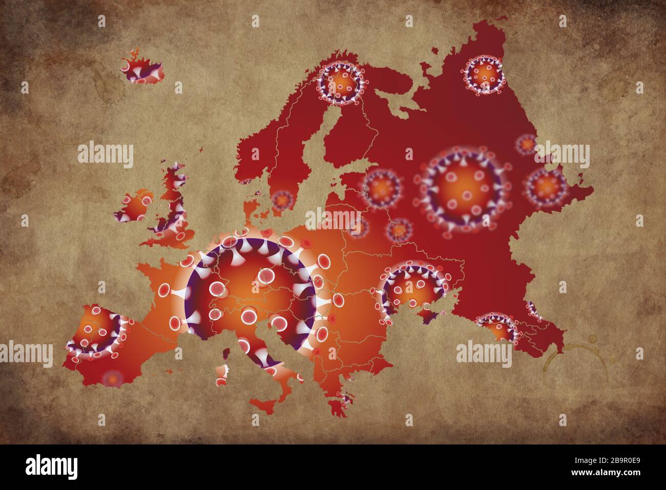 Coronavirus map Europe, pandemic, epidemic virus covid-19 disease Stock ...