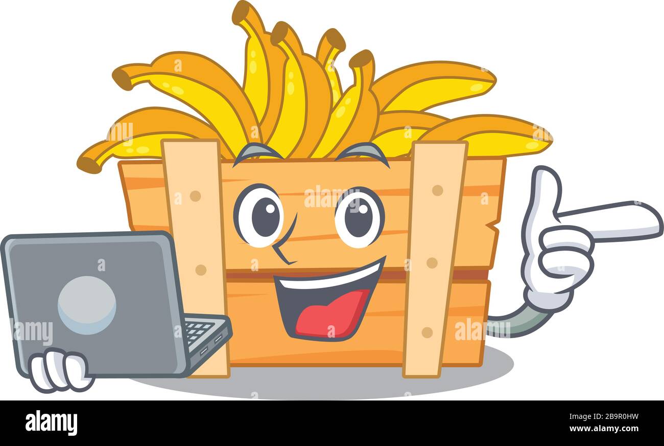 An icon of smart banana fruit boxworking with laptop Stock Vector Image ...
