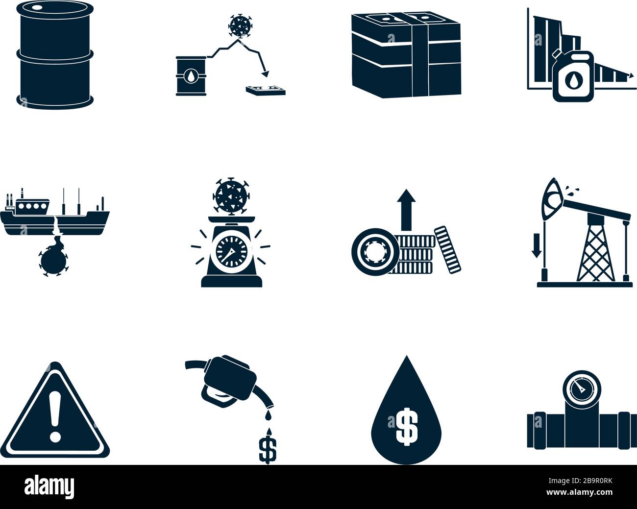 money and the oil crash concept of icon set over white background ...
