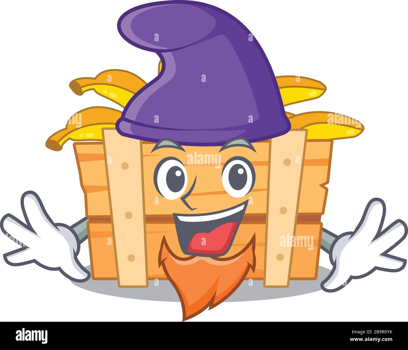 Cute and funny banana fruit box cartoon character dressed as an Elf ...
