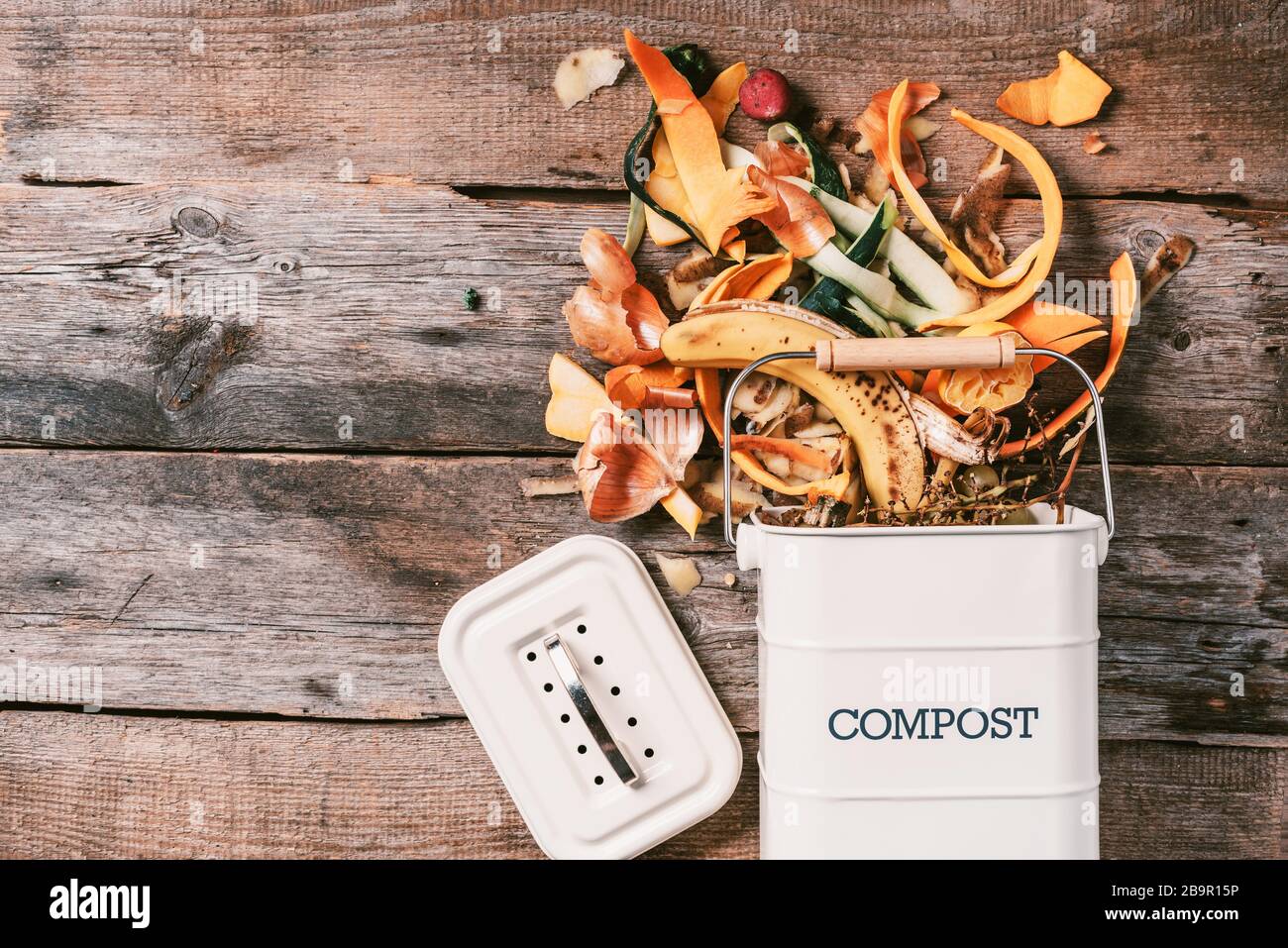 Garbage sorting. Organic food waste from vegetable ready for recycling ...