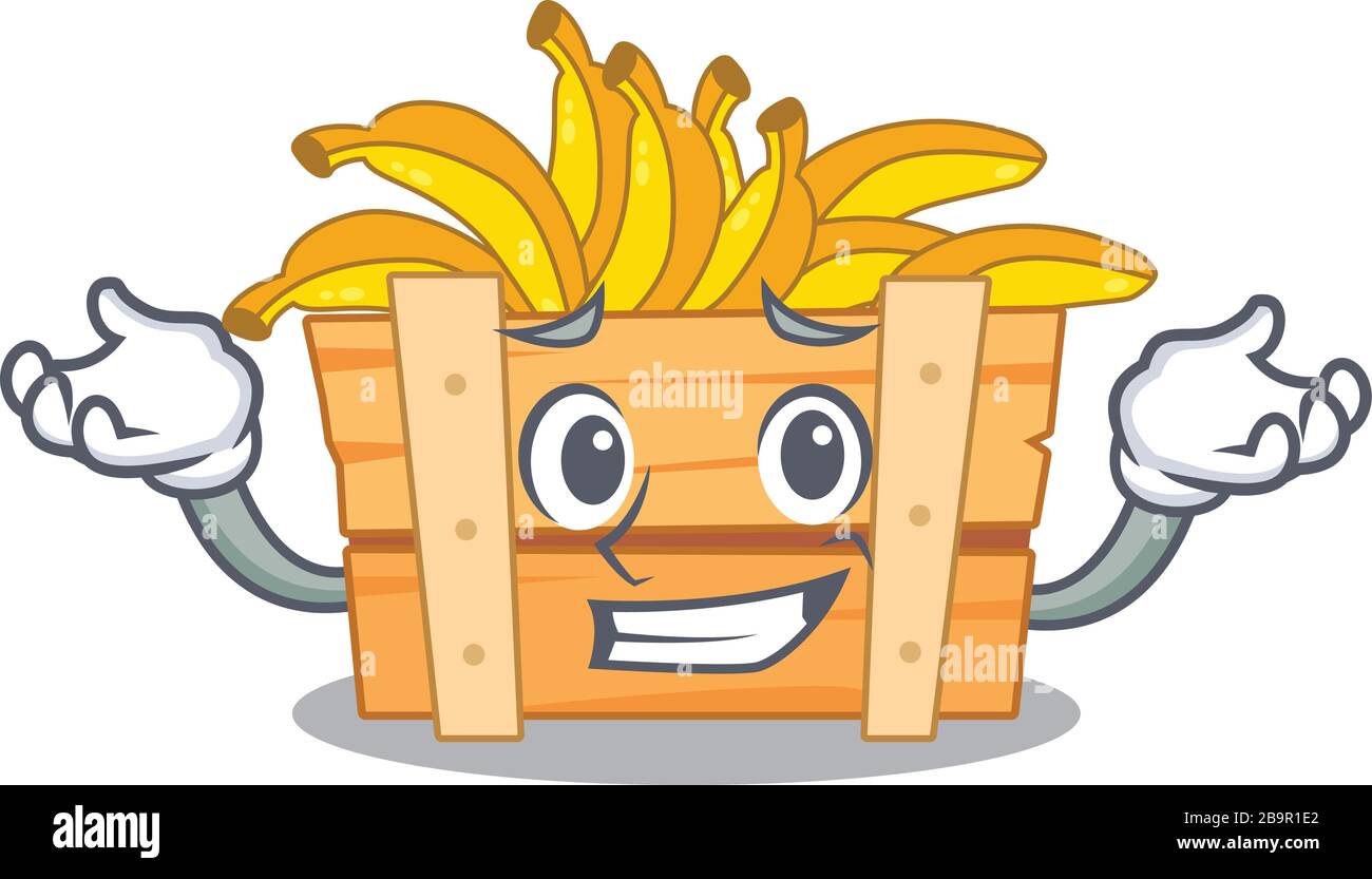 Happy face of banana fruit box mascot cartoon style Stock Vector Image ...
