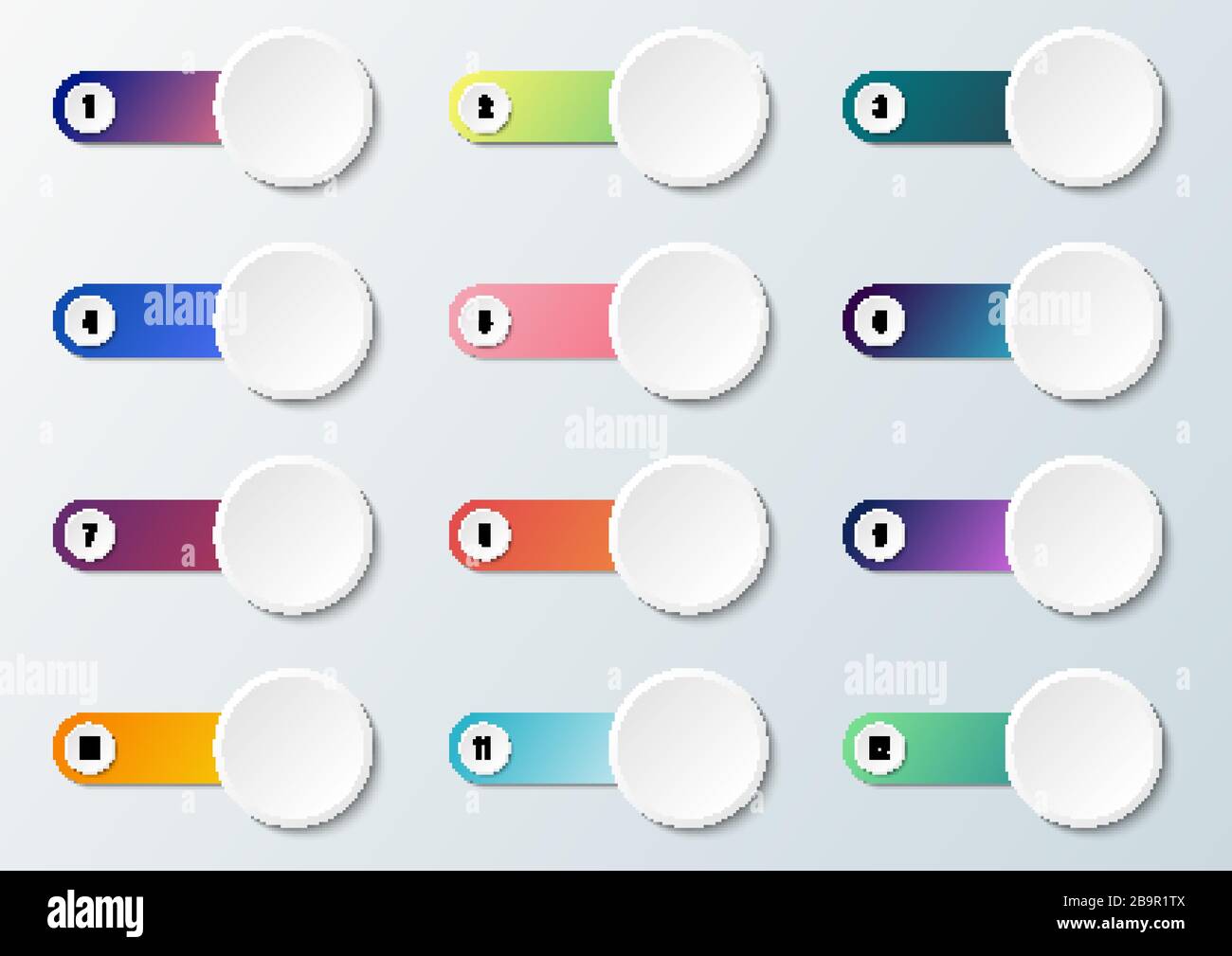 Set of label white circle with multicolored rounded stripe. Vector ...