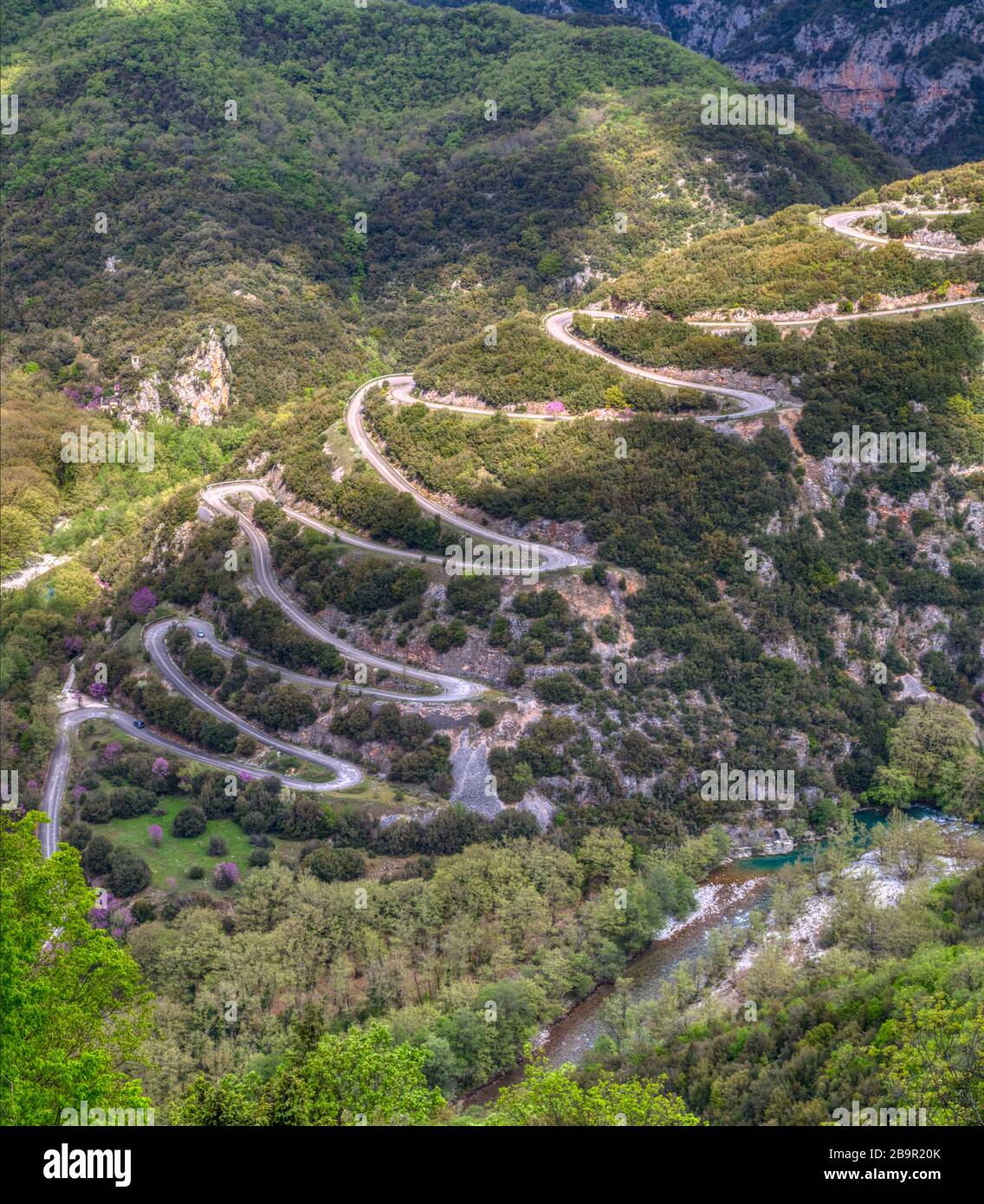 View of Vikos Gorge, a gorge in the Pindus Mountains of northern Greece ...