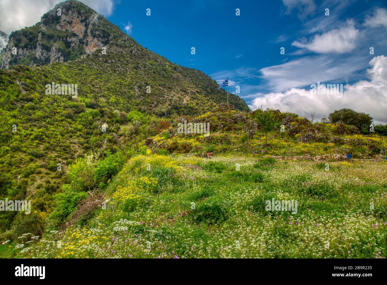 View of Vikos Gorge, a gorge in the Pindus Mountains of northern Greece ...