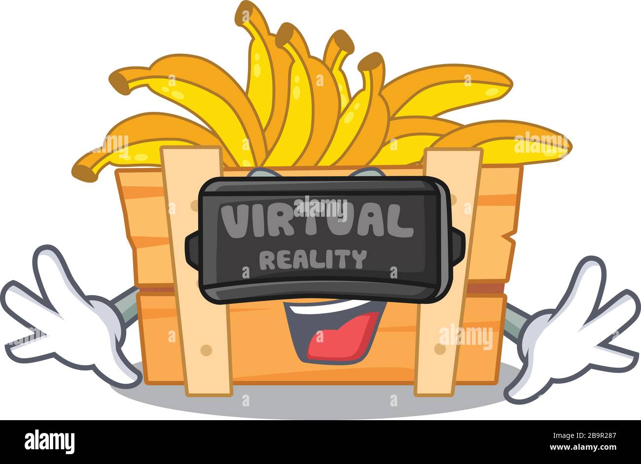 A picture of banana fruit box character with Virtual reality headset ...