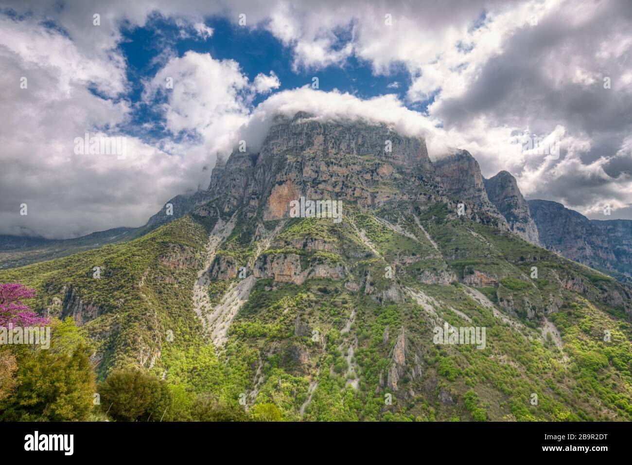 View of Vikos Gorge, a gorge in the Pindus Mountains of northern Greece ...