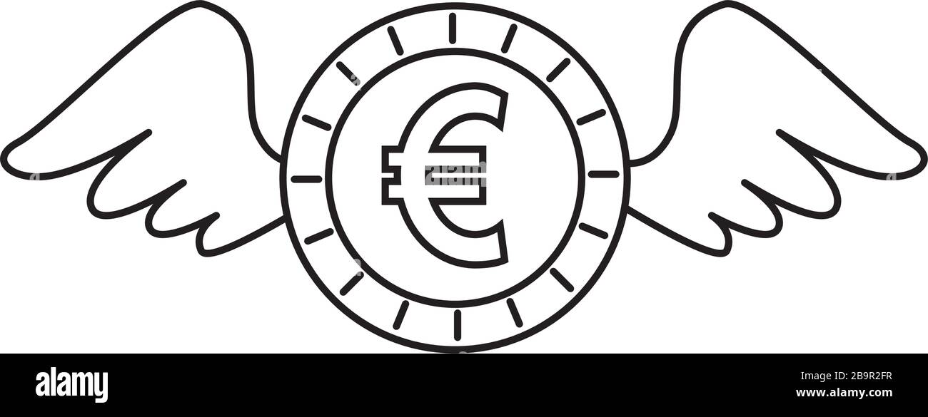 coin money euro with wings isolated icon Stock Vector Image & Art - Alamy