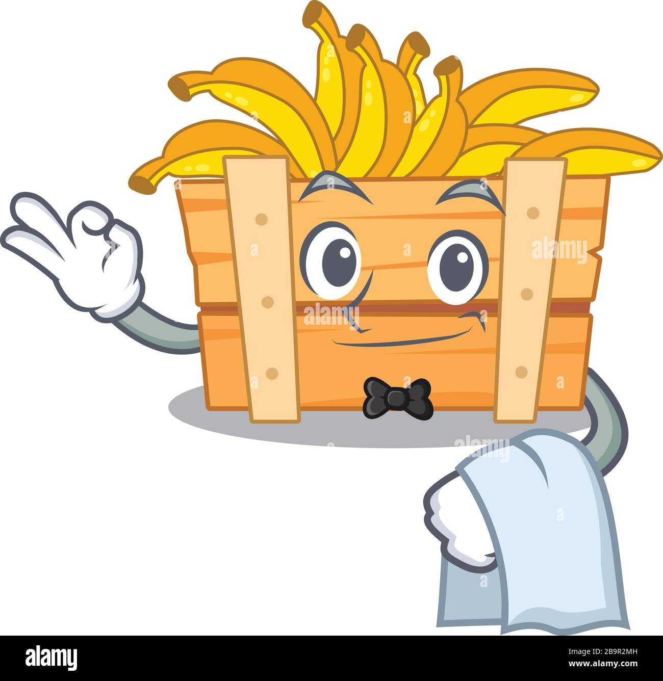A design of banana fruit box cartoon character working as waiter Stock ...