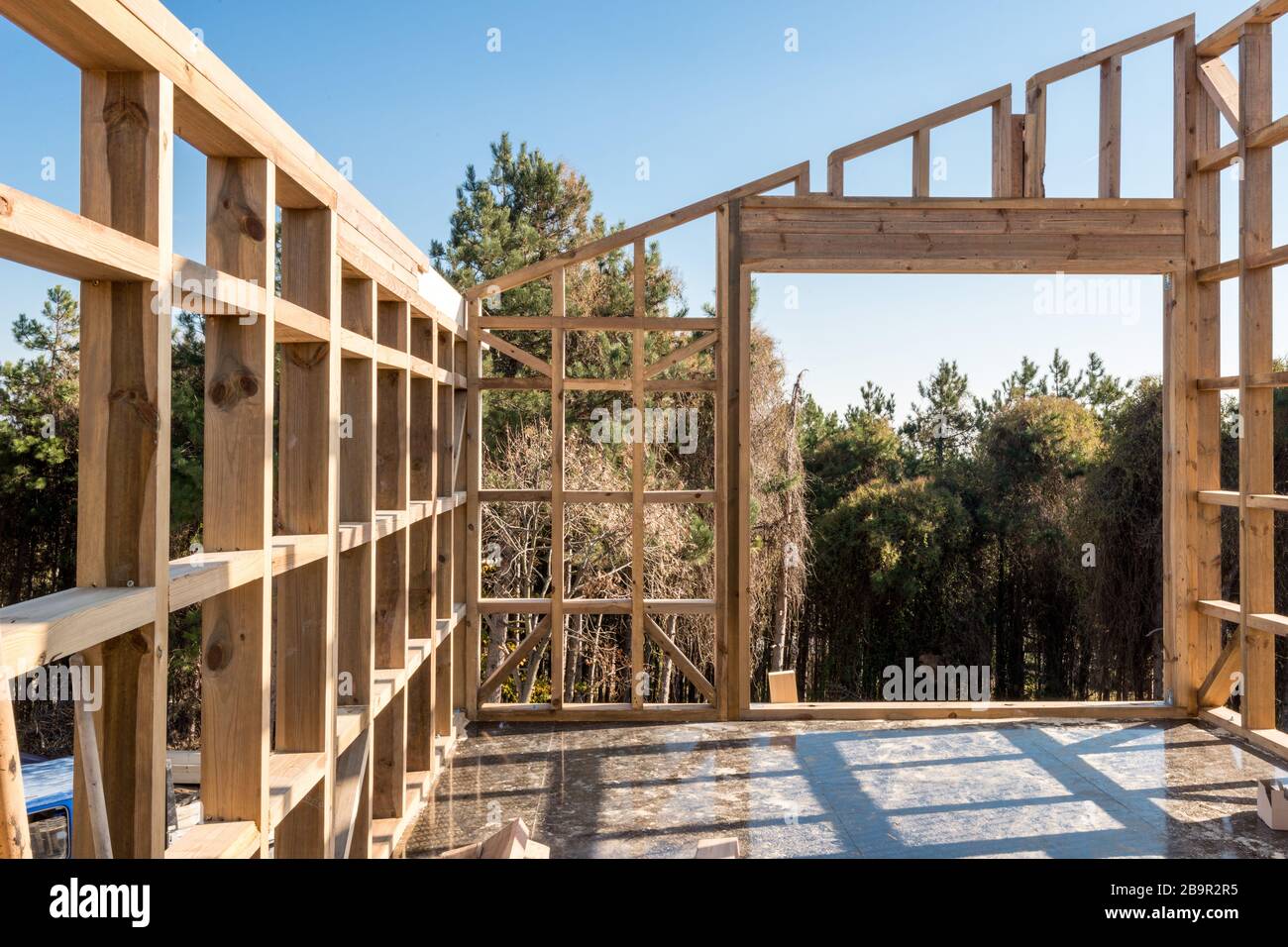 Wooden frame of a new house under construction Stock Photo - Alamy