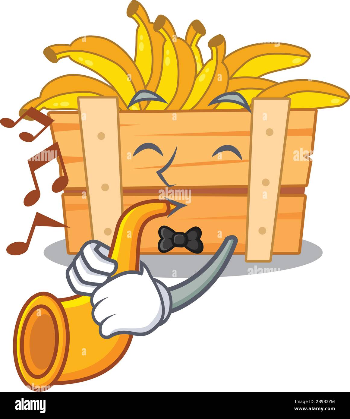 Banana fruit box cartoon character design playing a trumpet Stock ...