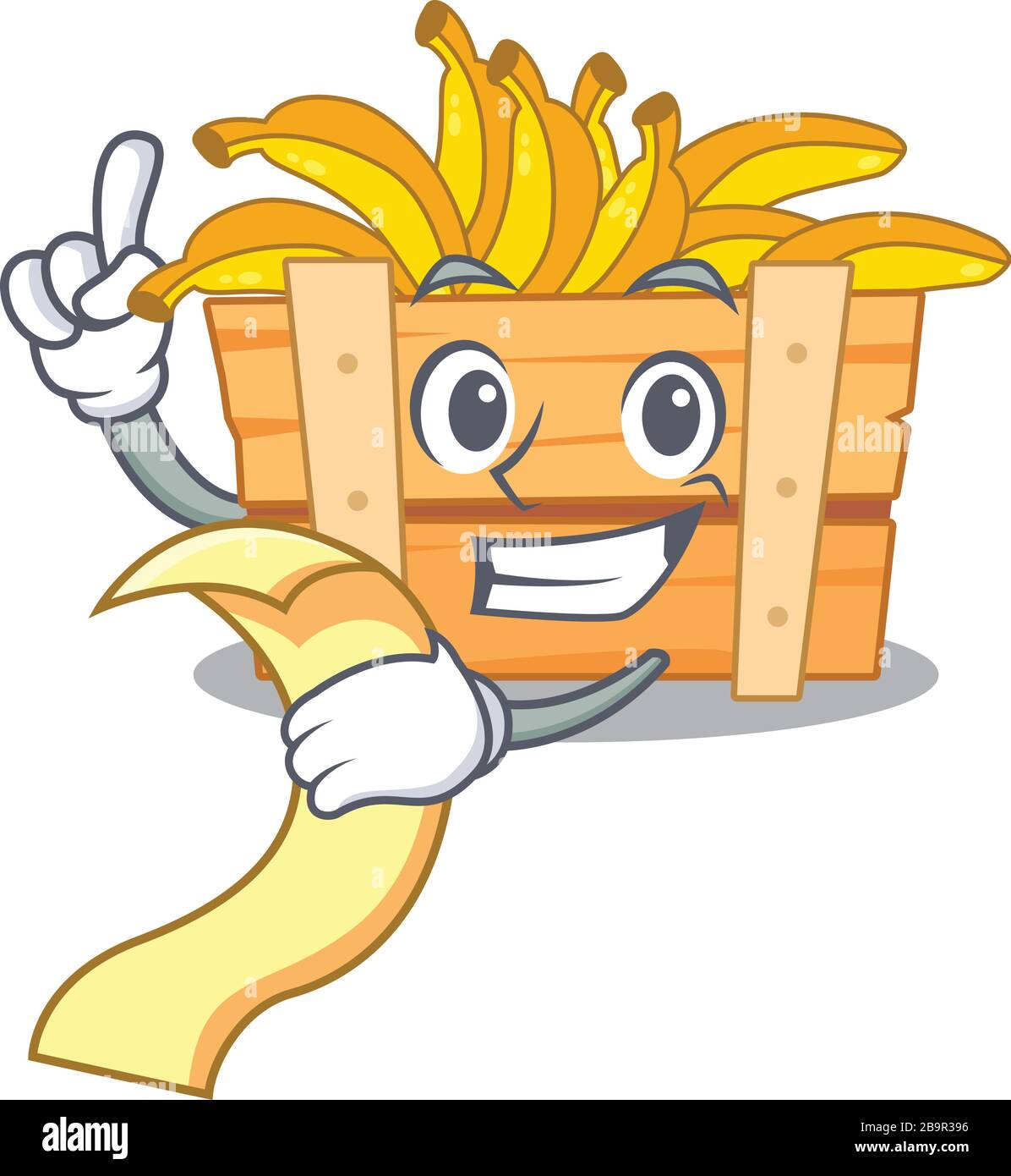 cartoon character of banana fruit boxholding menu ready to serve Stock ...
