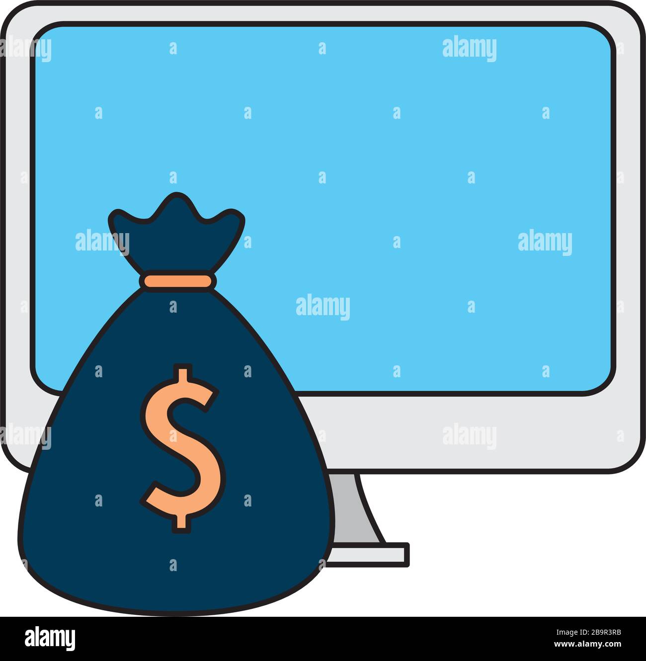 money bag with computer isolated icon Stock Vector Image & Art - Alamy