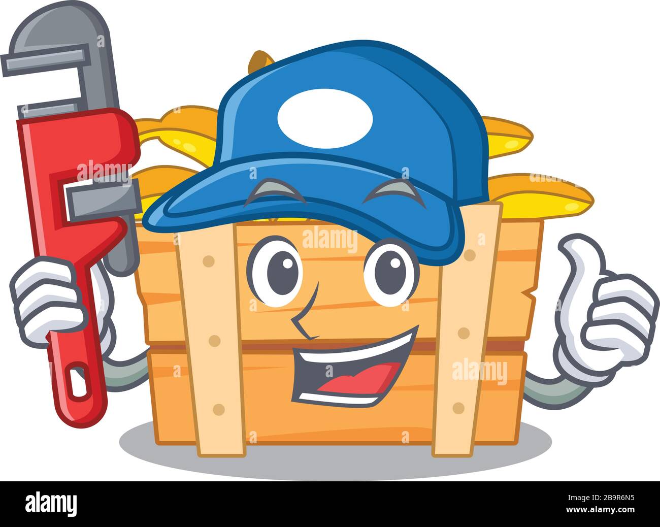 Smart Plumber banana fruit box on cartoon character design Stock Vector ...