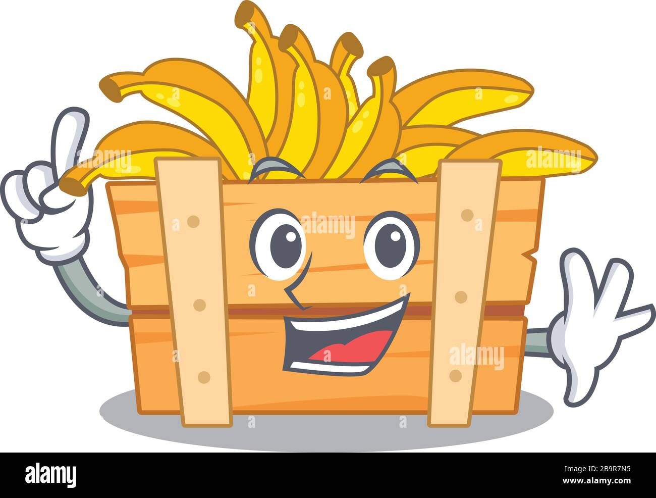 One Finger banana fruit box in mascot cartoon character style Stock ...
