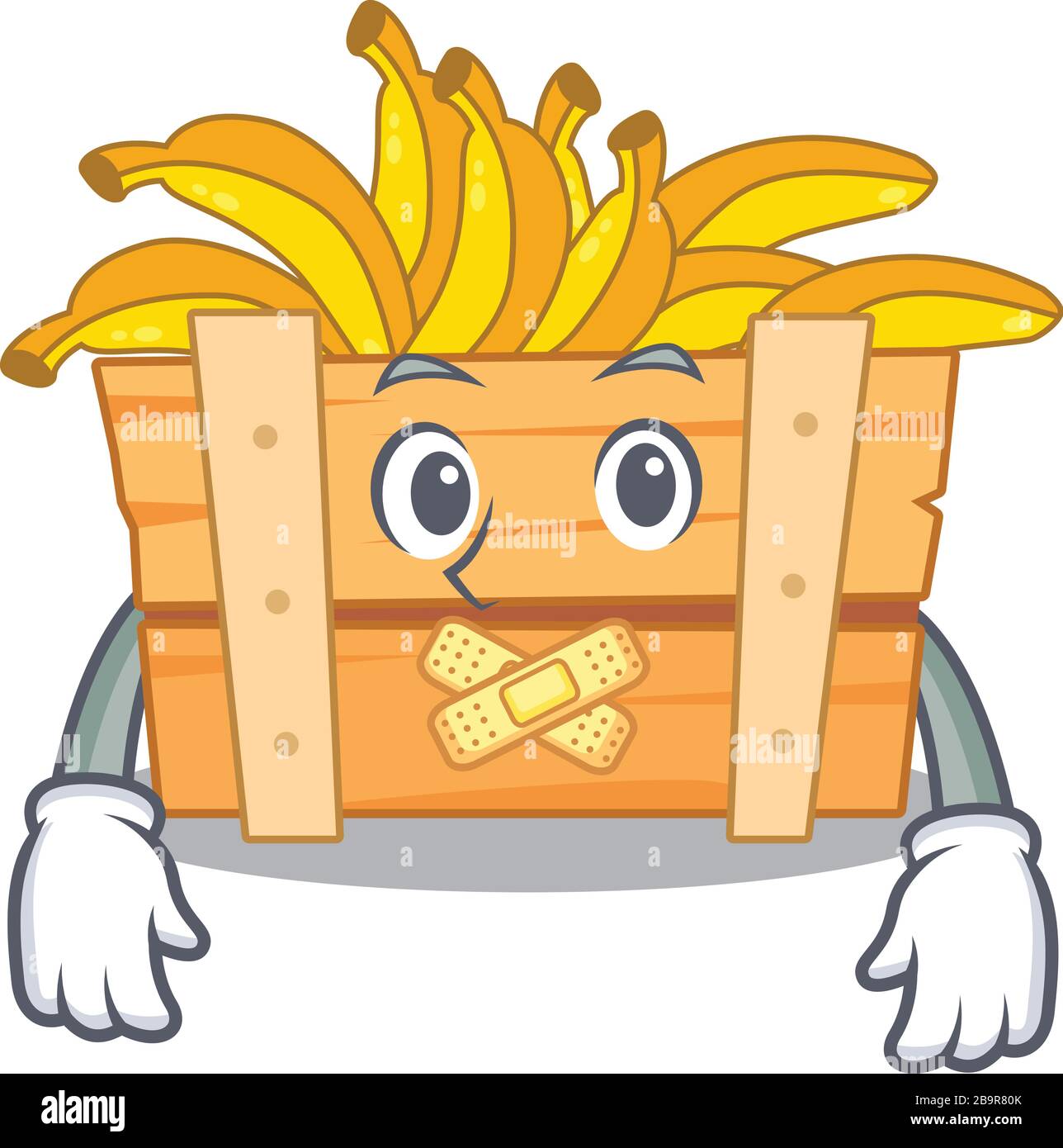 banana fruit box mascot cartoon character design with silent gesture ...