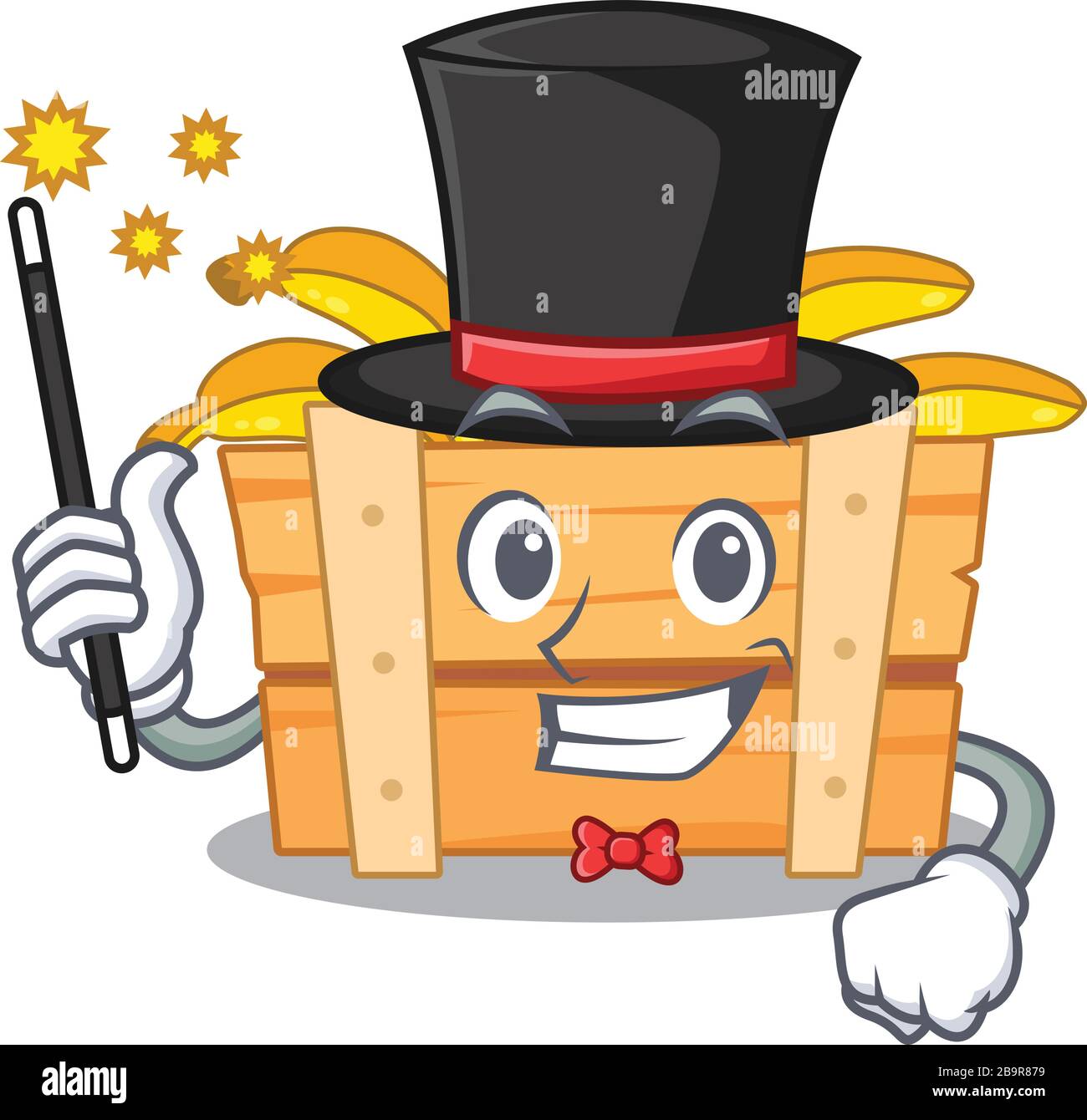 Charming banana fruit boxcartoon design performance as a Magician style ...
