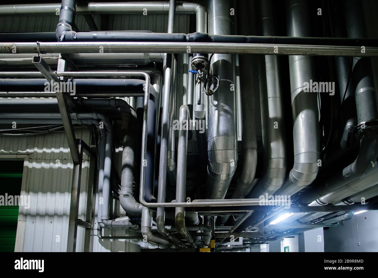 Industrial steel pipes. Pipeline system for delivering components or ...