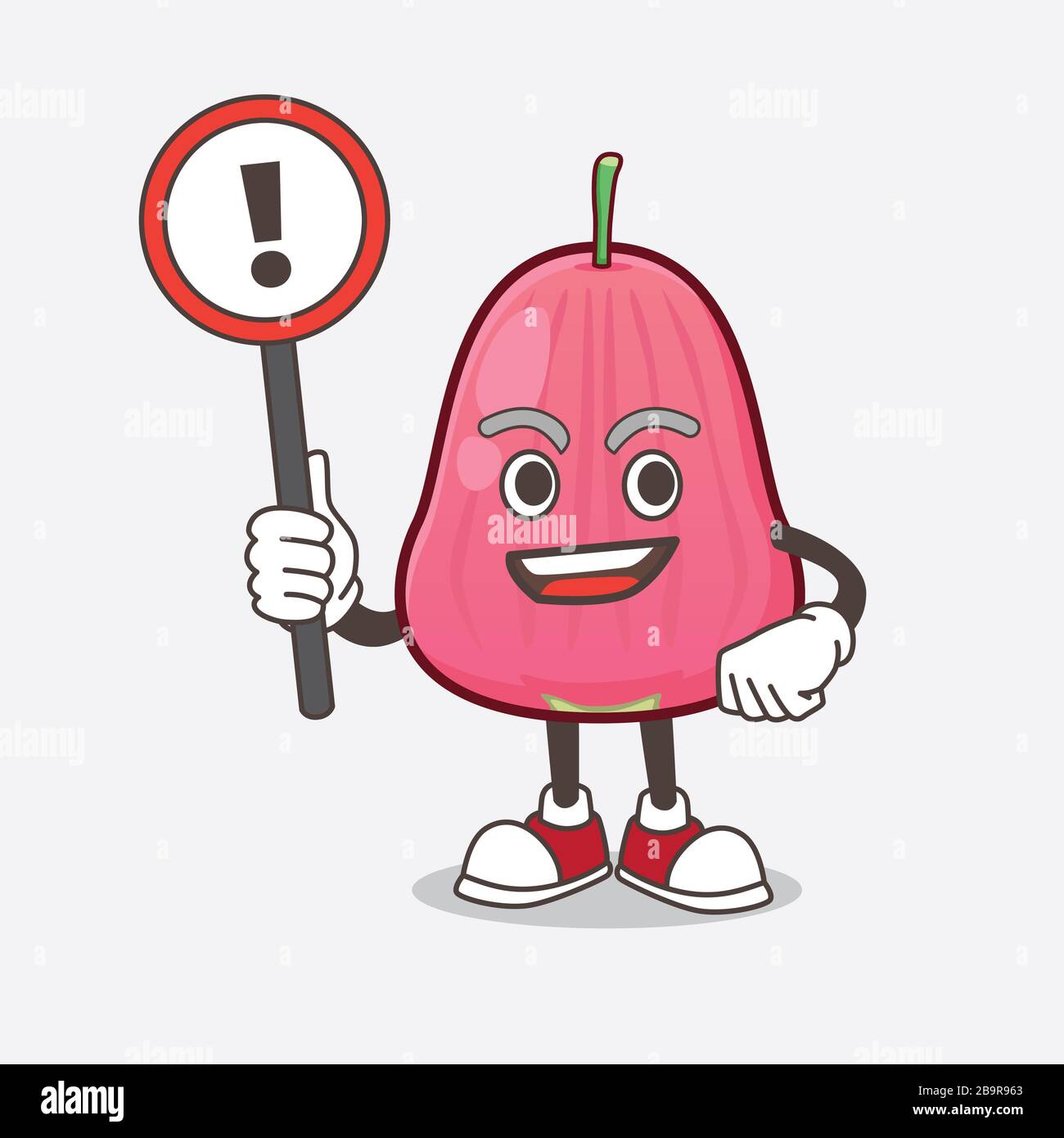 A picture of Java Apple cartoon mascot character rise up a warning sign ...