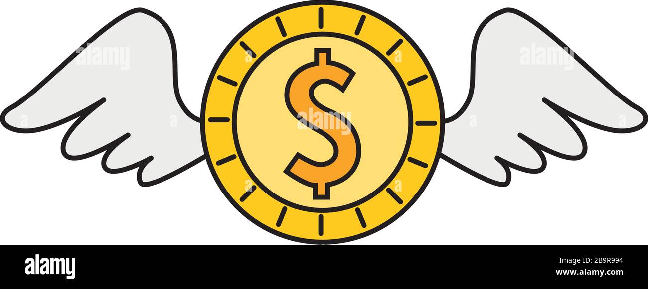 coin money with wings isolated icon Stock Vector Image & Art - Alamy