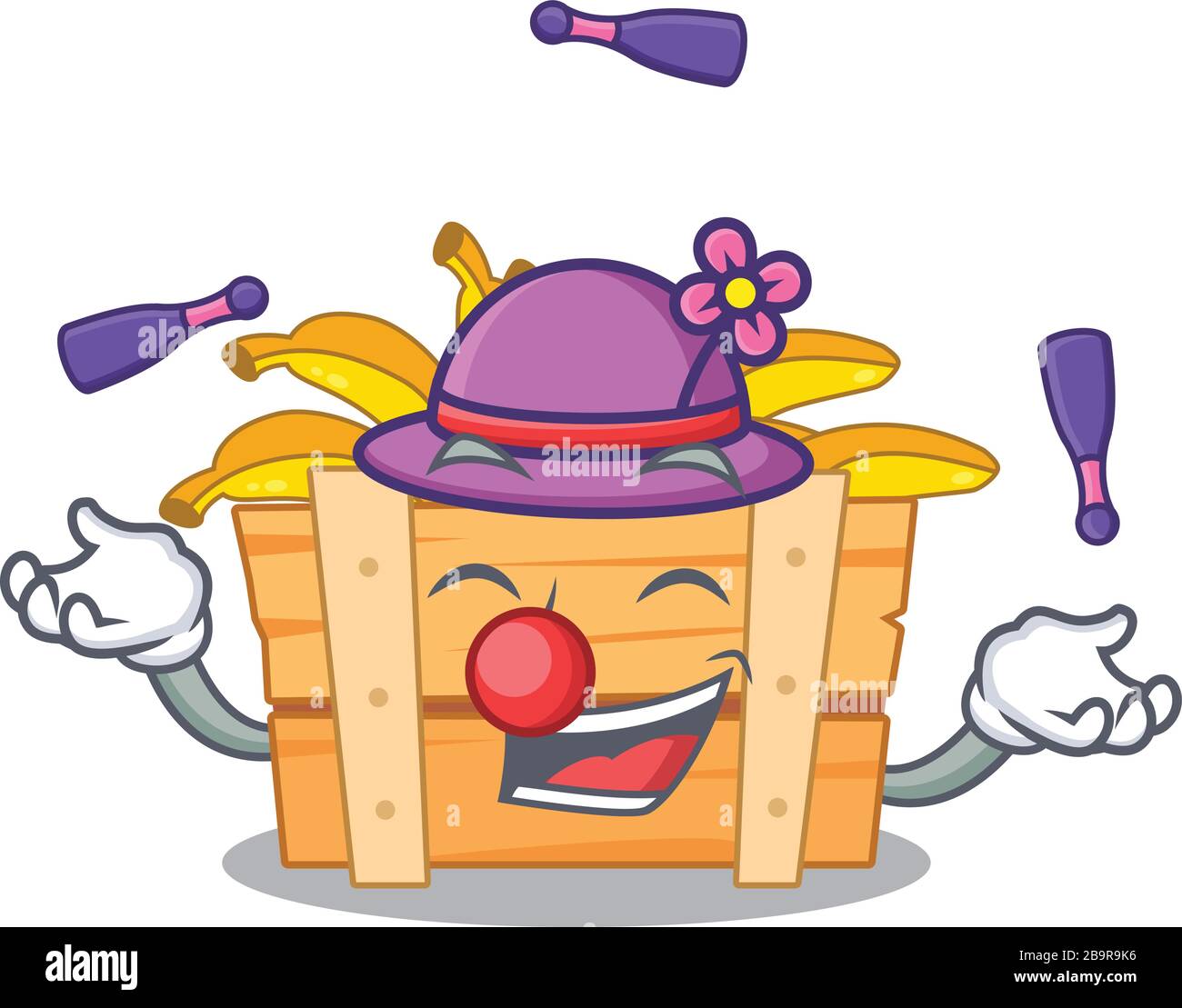 A sweet banana fruit box mascot cartoon style playing Juggling Stock ...