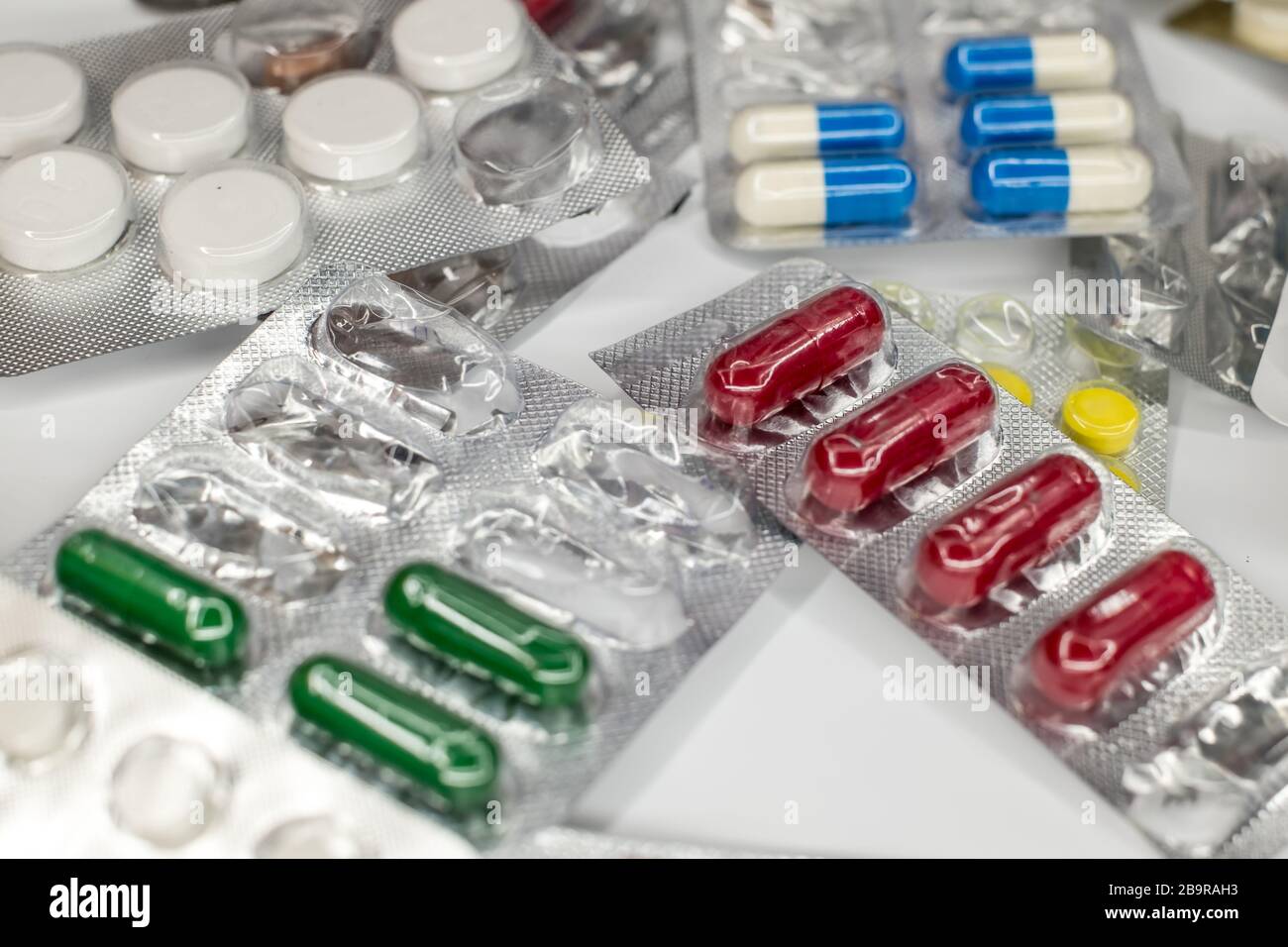 pharmaceuticals in packages of different colors, antibiotics medicine ...