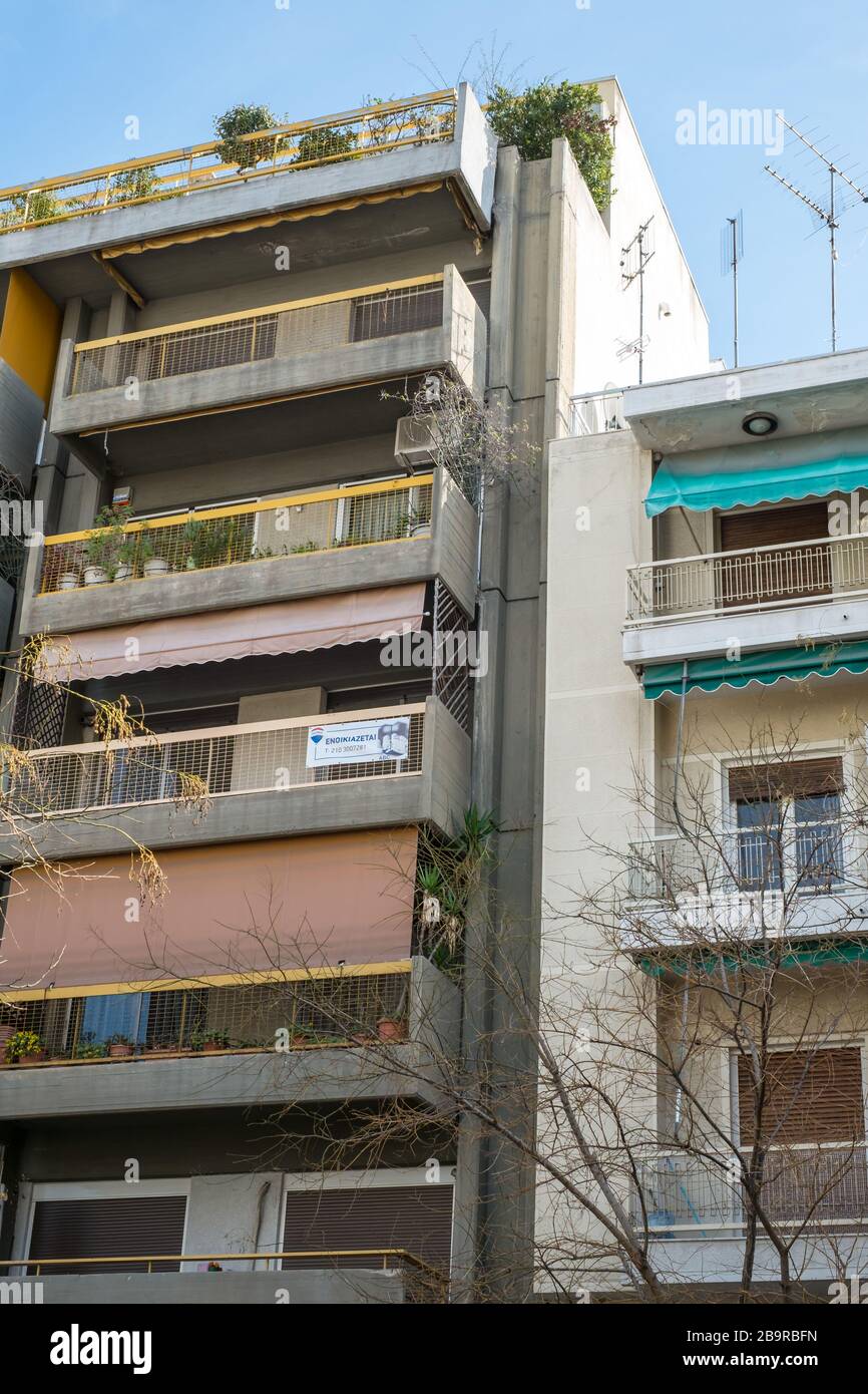 Athens, Greece - February 11, 2020. on the streets of Athens with ...