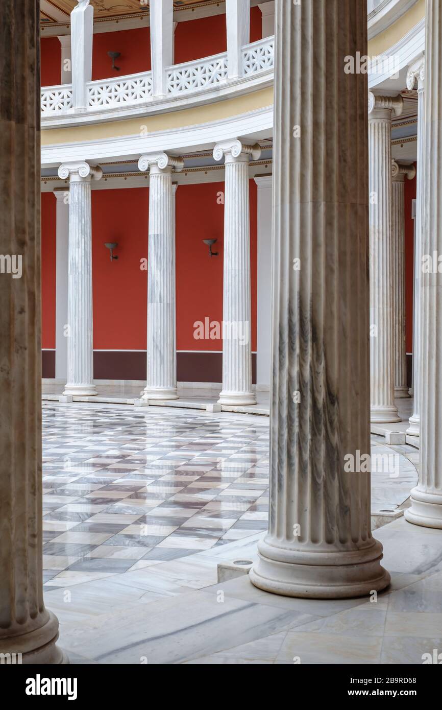 Athens, Greece - February 14, 2020. Stately hall built in the 1880s for ...