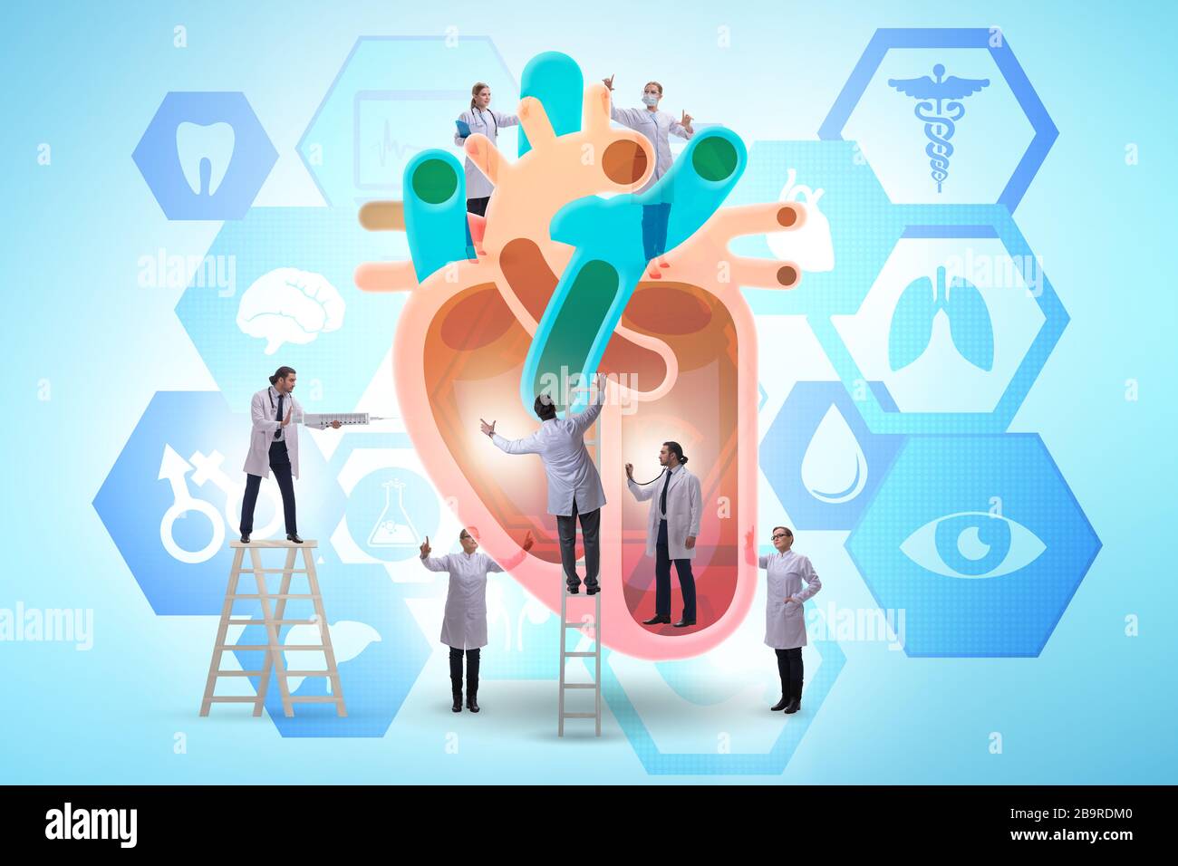 The heart examination by a team of doctors Stock Photo - Alamy