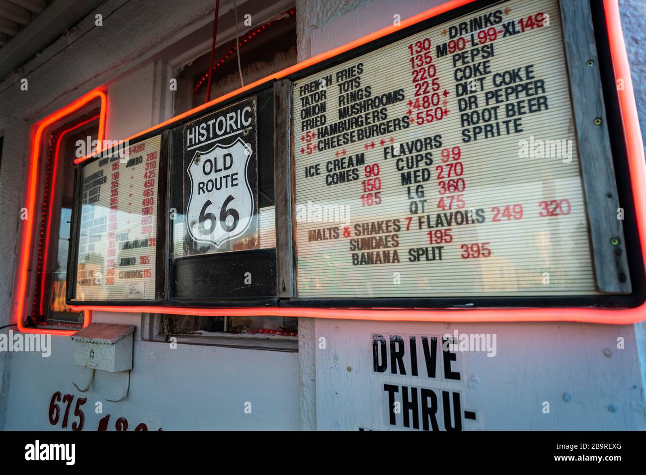 Commerce, Oklahoma, USA - July 7, 2014: Detail of a sign at a diner in ...