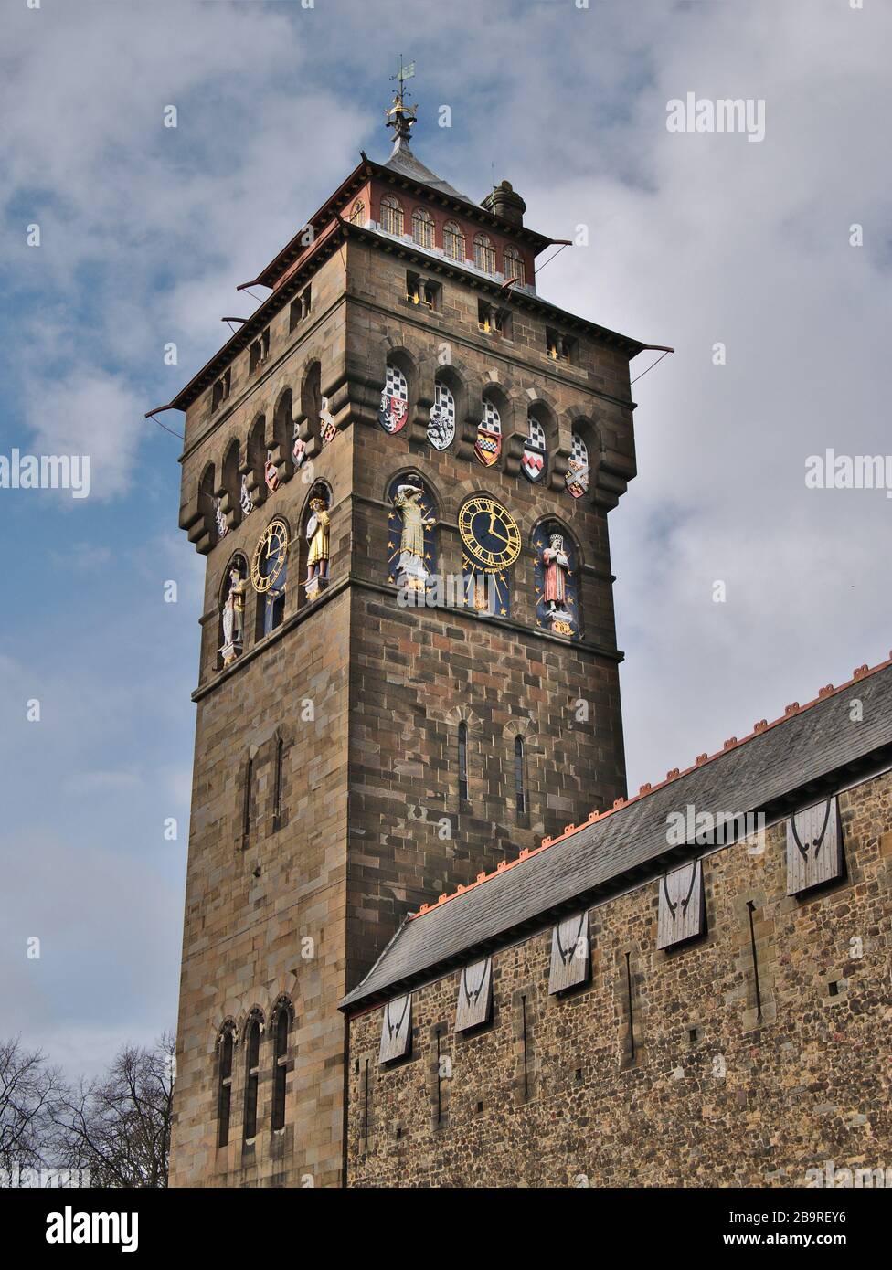 Clock Tower, Cardiff Castle, Cardiff, Wales UK Stock Photo - Alamy