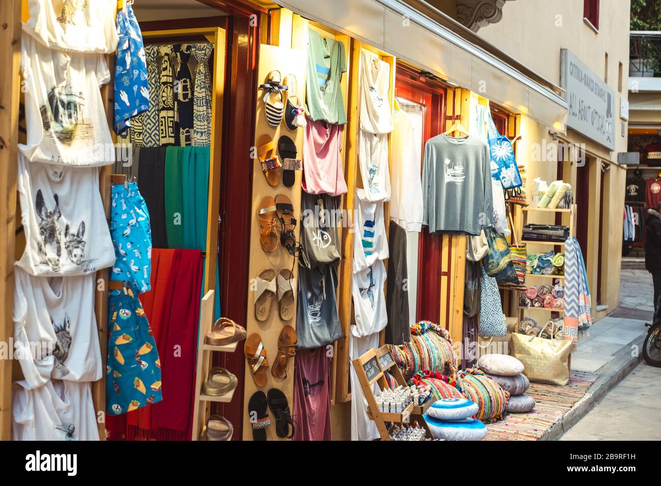Athens, Greece - September 13 2020: Colorful gift and souvenir shops in ...
