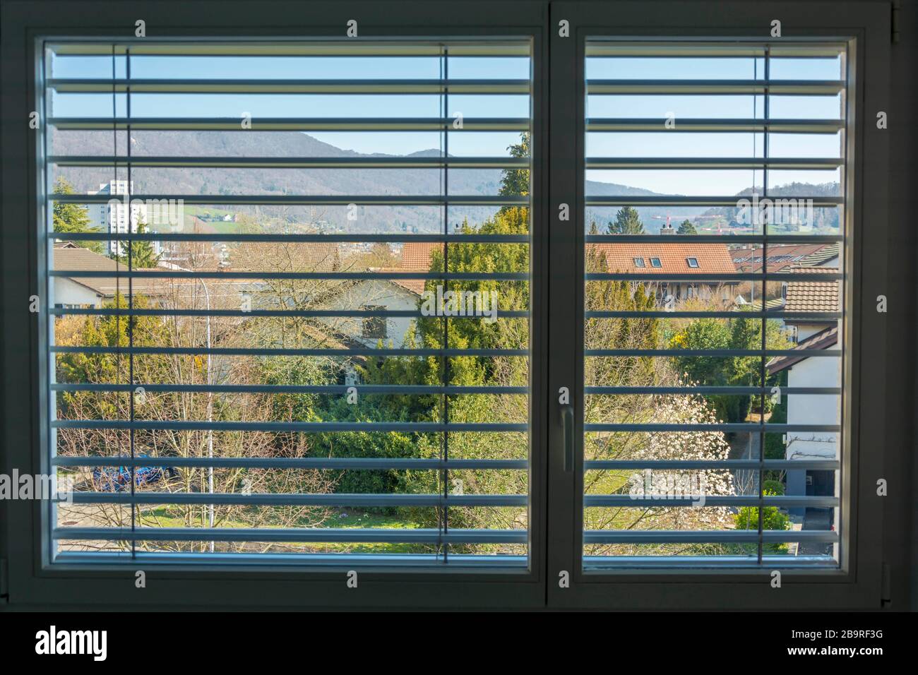 Corona Covid-19 quarantine window view from home during lock down. View ...