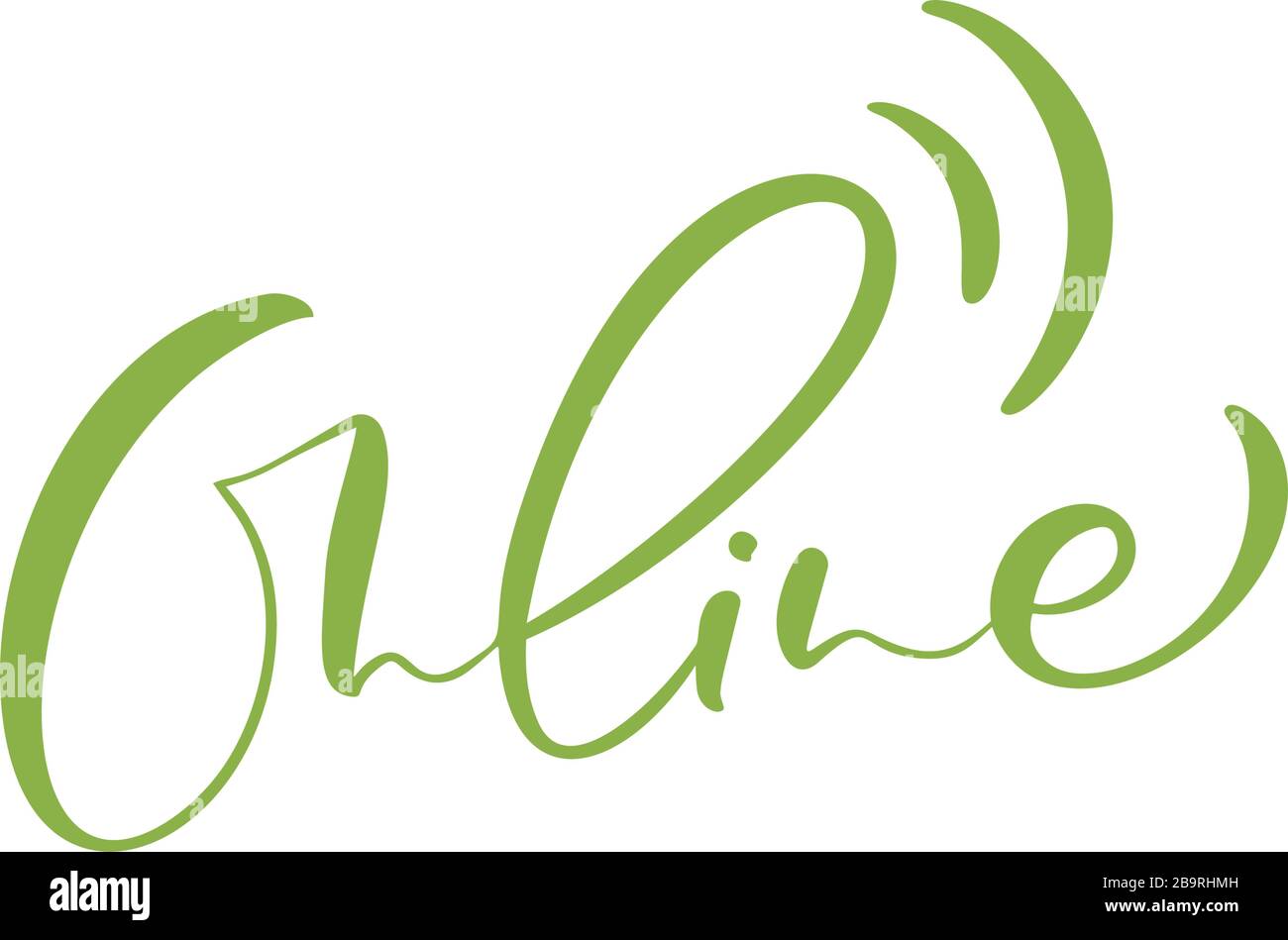 Concept illustration of internet using. Online vector calligraphy word ...