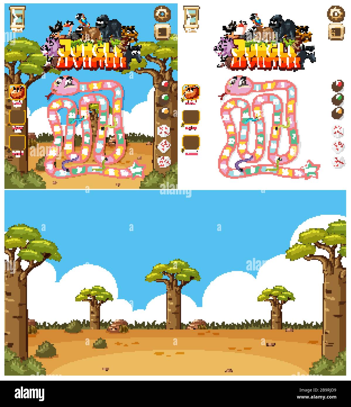 Background design for computer game with animals in the field ...
