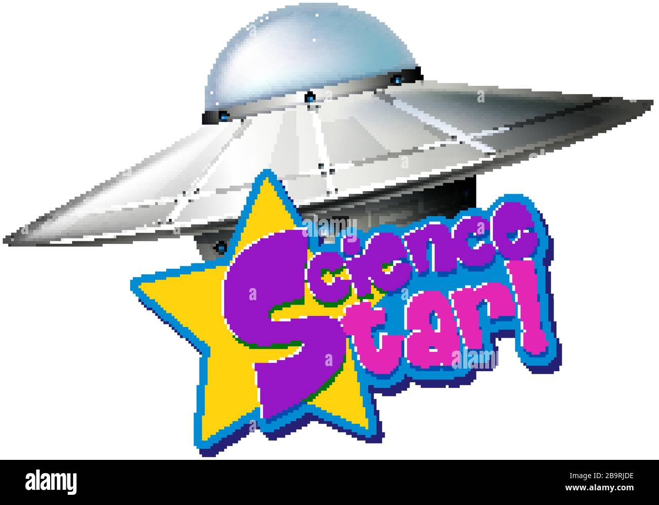 Word design for science star with UFO flying illustration Stock Vector ...